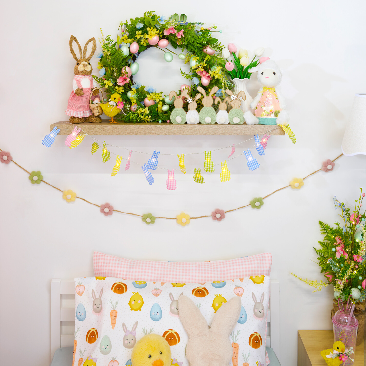 Gingham Easter Bunny String Lights