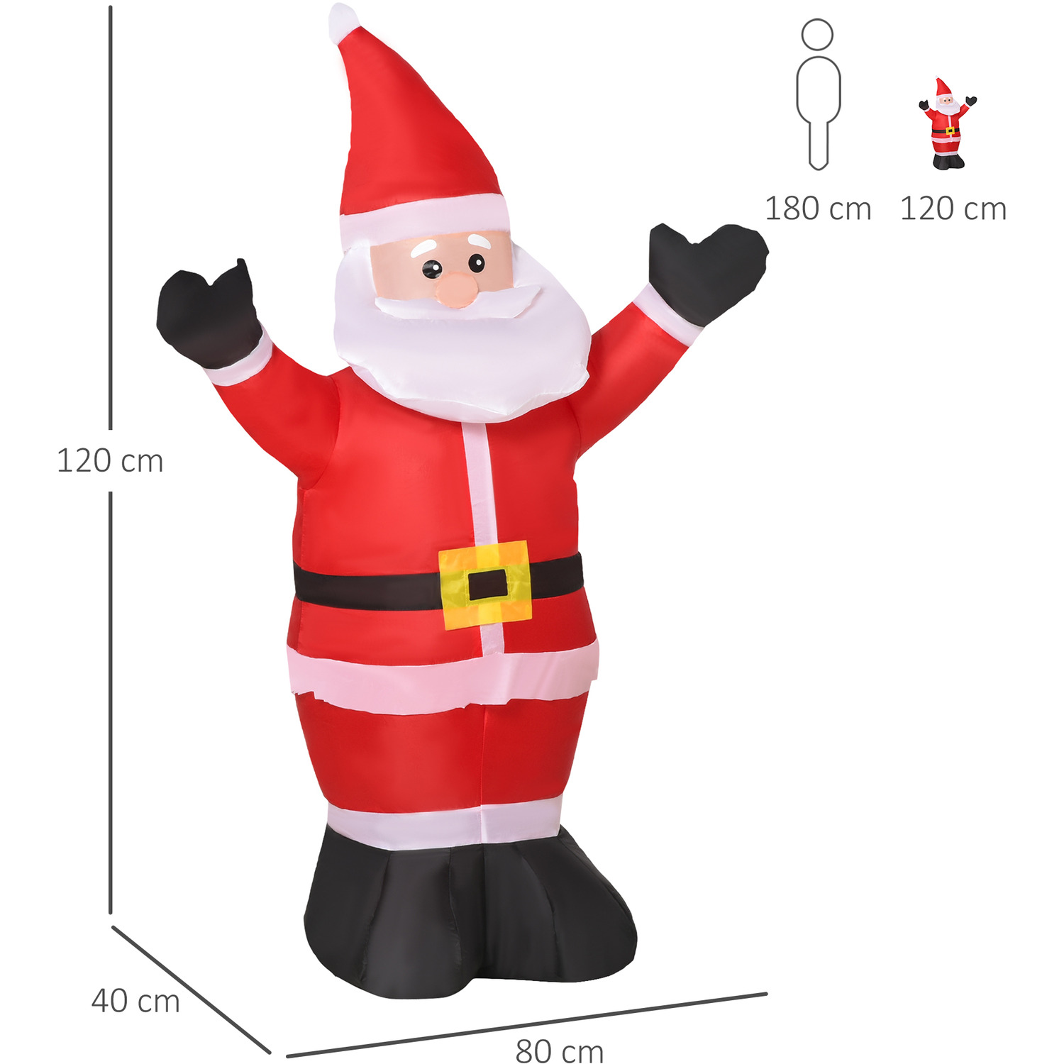 Inflatable 1.2m Tall Santa Claus Xmas Decoration