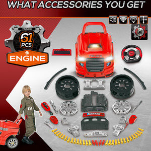 Kids Truck Engine Toy Set Educational Car Service Station Playset