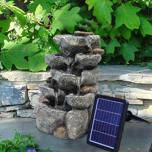 Solar-Powered Multi-Tier Rock Design Water Feature