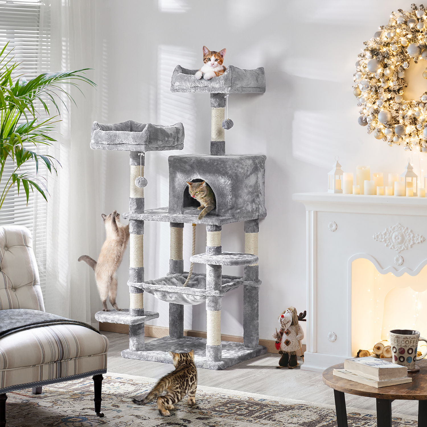 Large Cat Tree with Scratching Posts