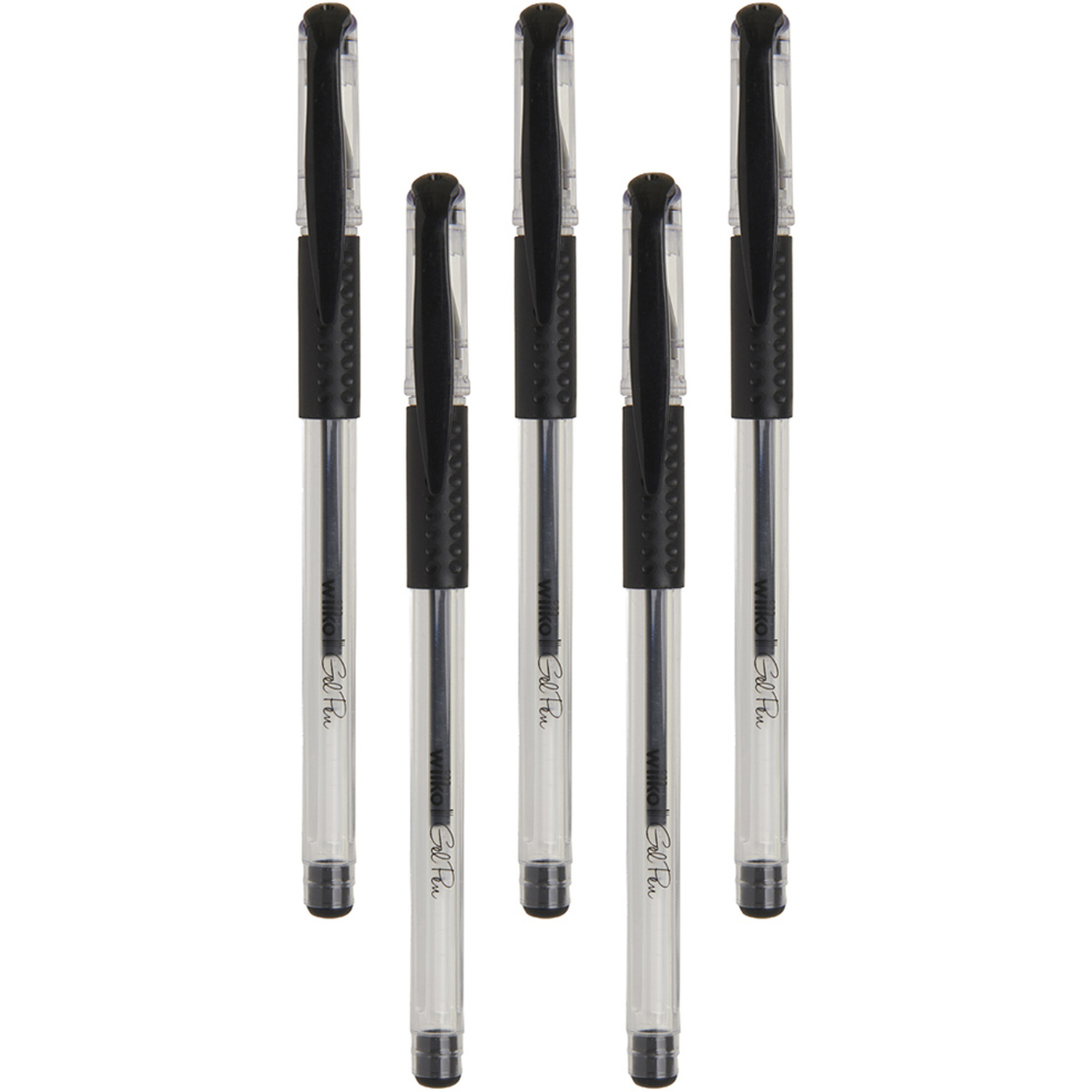 Pack of 5 Capped Black Gel Pens