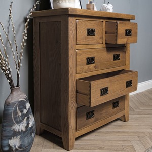 Rustic Oak 2 over 3 Chest of Drawers
