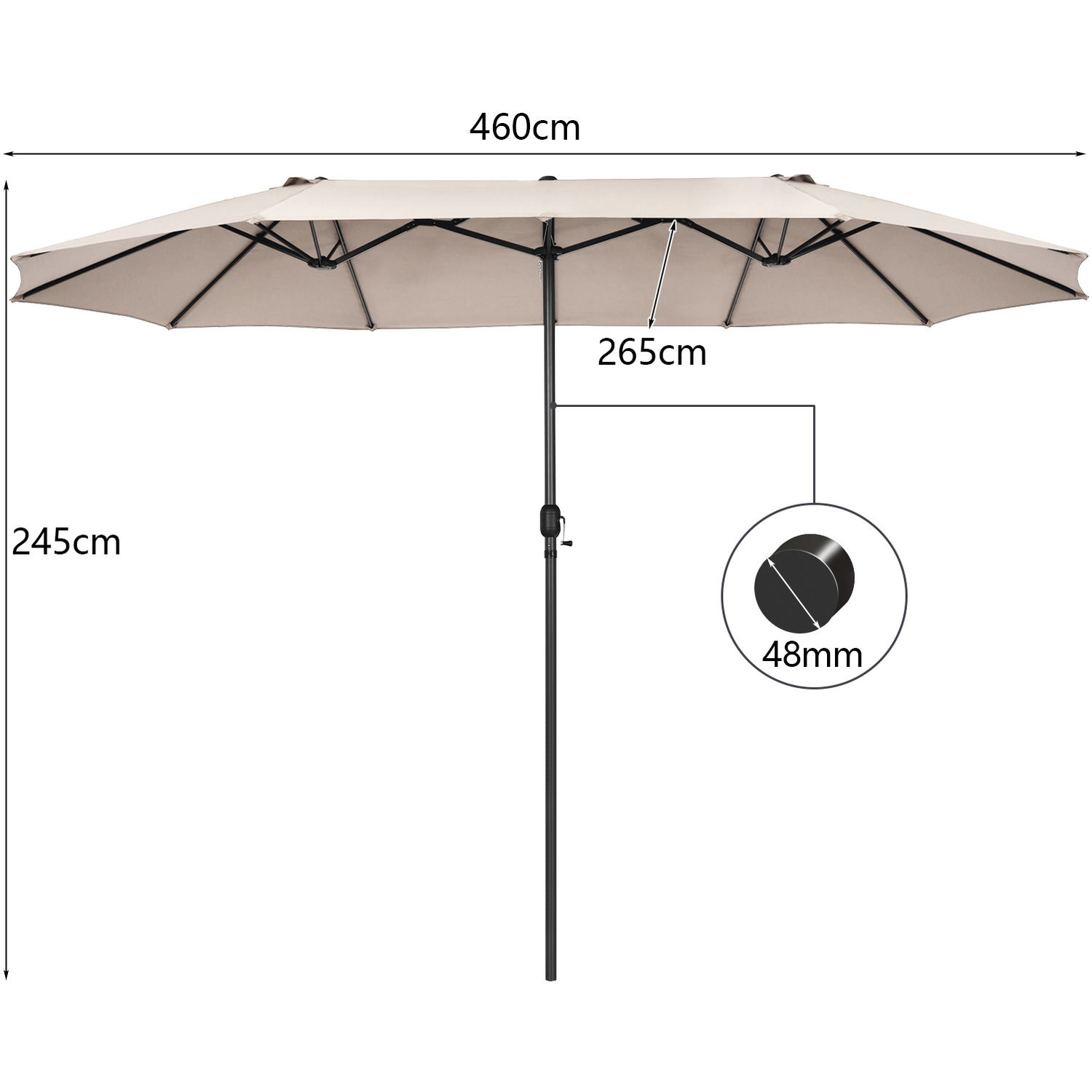 4.6M Patio Parasol Market Twin Umbrella