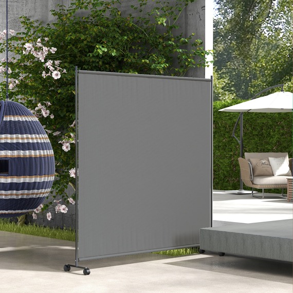 Outsunny Metal Garden Screen with Wheels