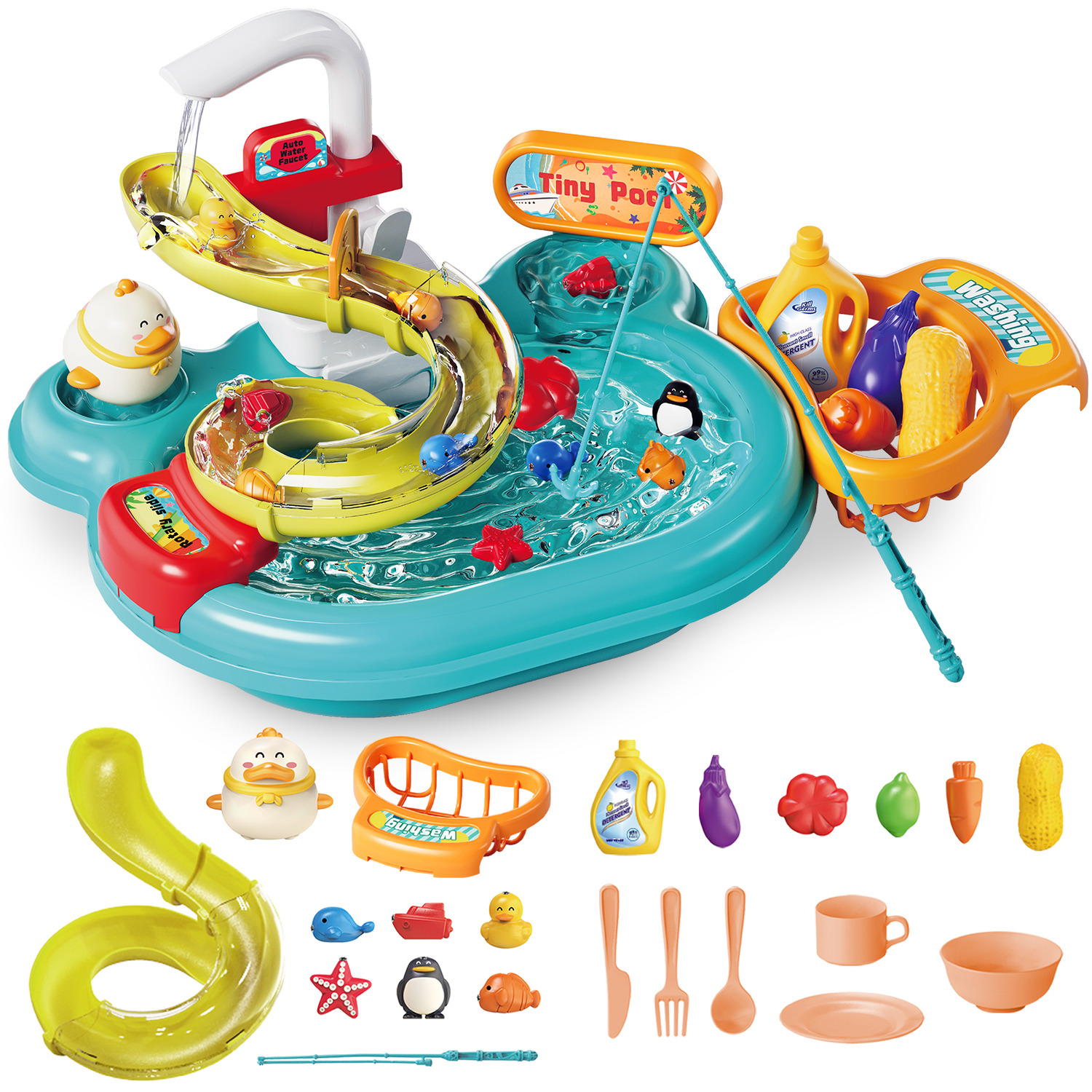 Kids Fishing Slide Water Play Table Toy