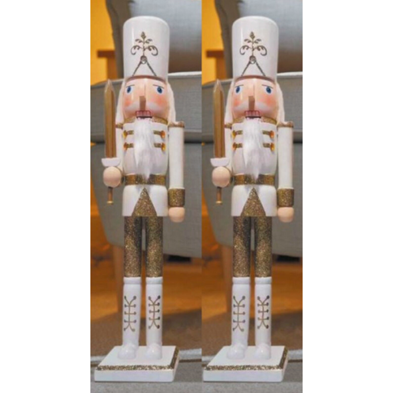 Christmas White and Gold Nutcrackers