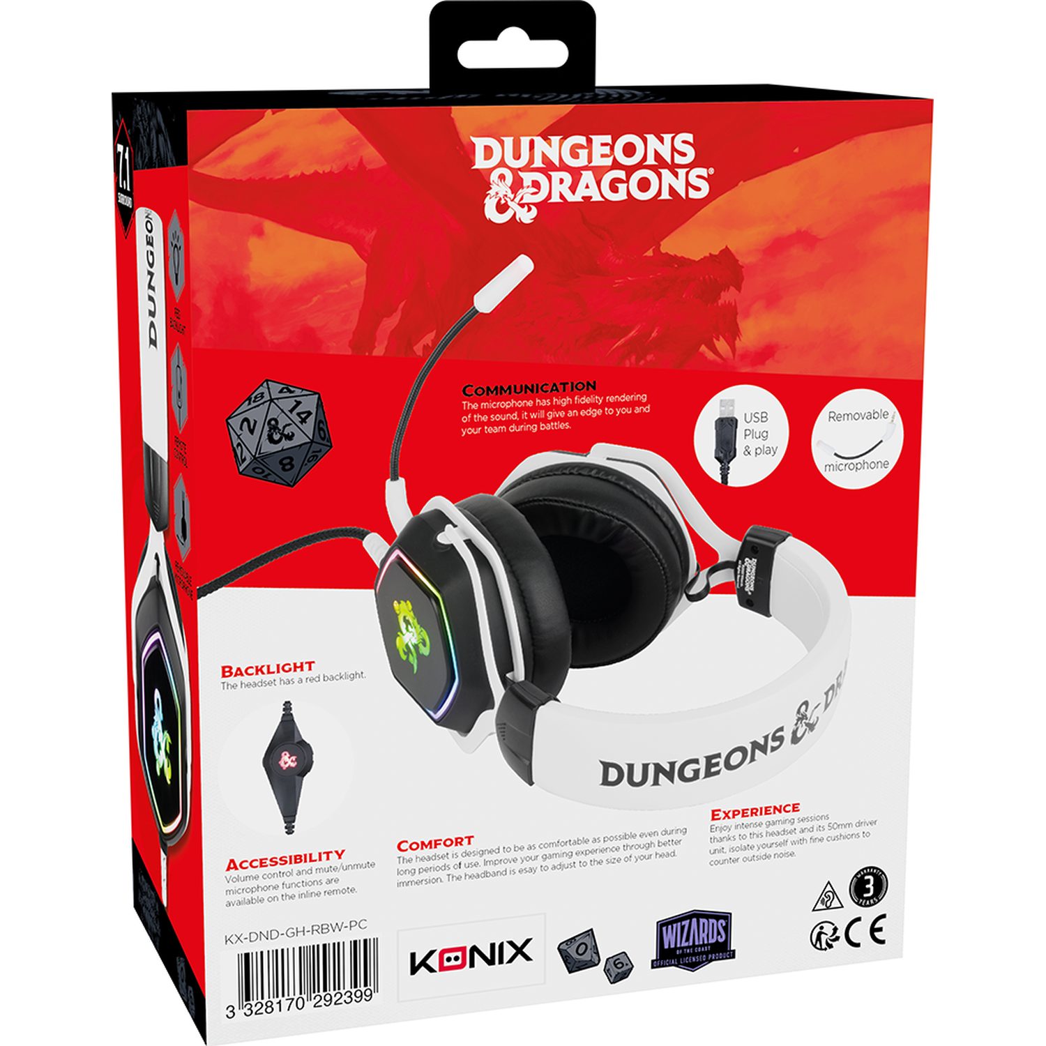 Dungeons and Dragons Rainbow LED 7.1 Gaming Headset