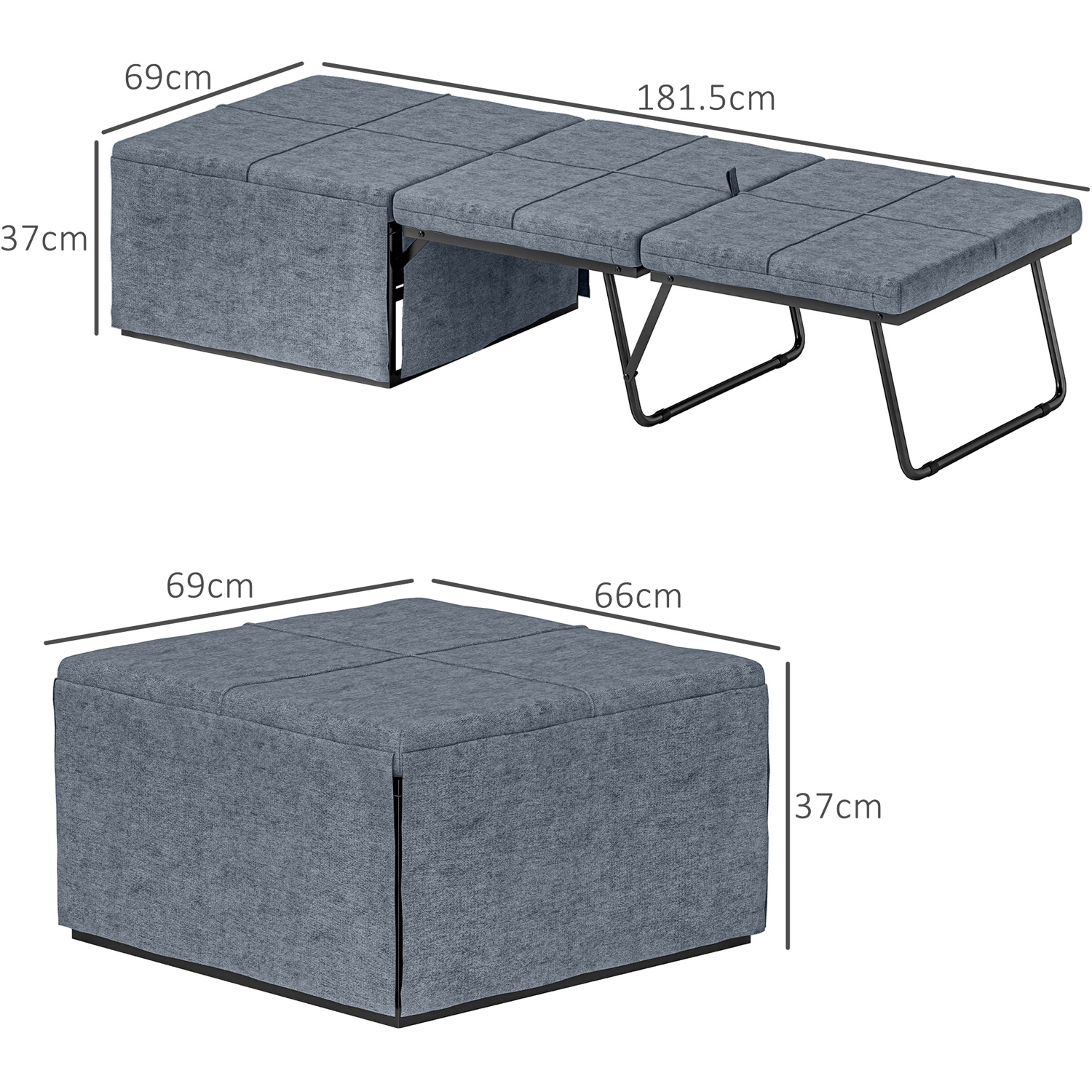 HOMCOM Single Folding Bed with Linen Sponge Mattress and Dust Cover