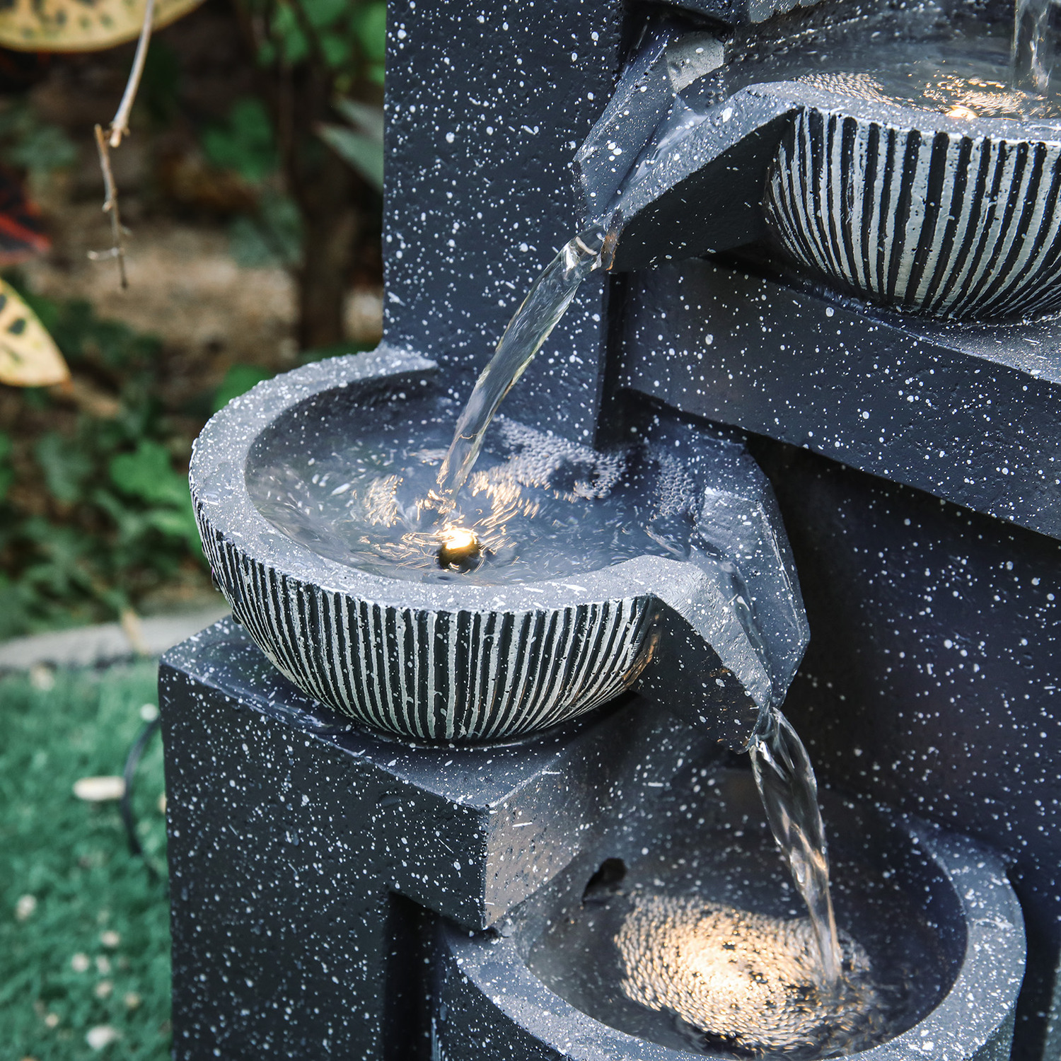 4-Tier Cascade Bowls Pots Water Fountain