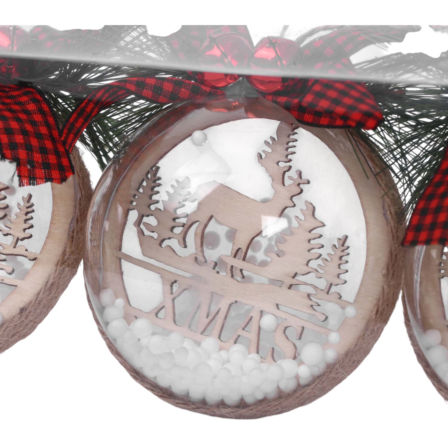 Set of 3 Snow Filled Scandi Baubles