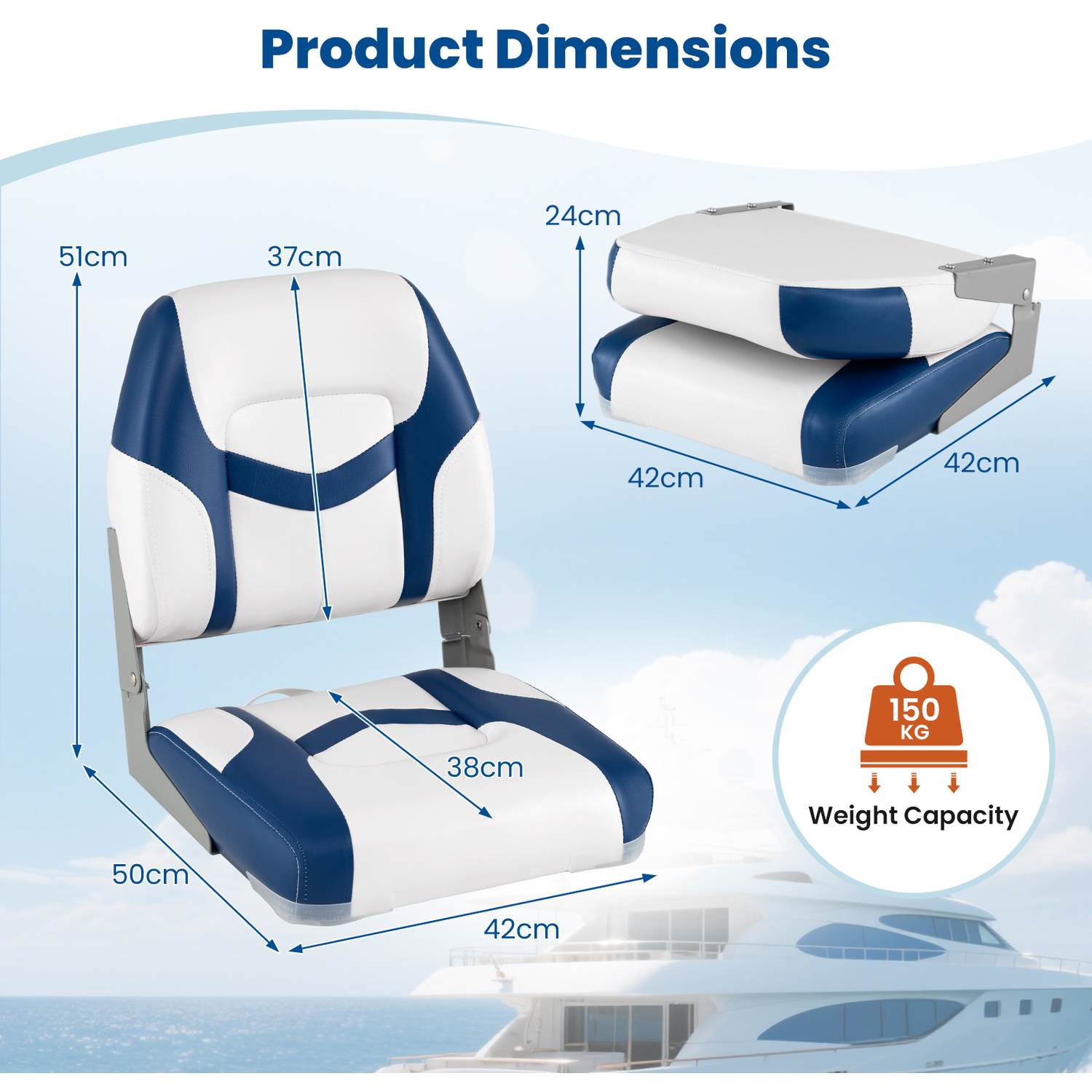 Set of 2 Folding Low Back Boat Chairs