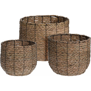 Set of 3 Natural Rustic Storage Baskets