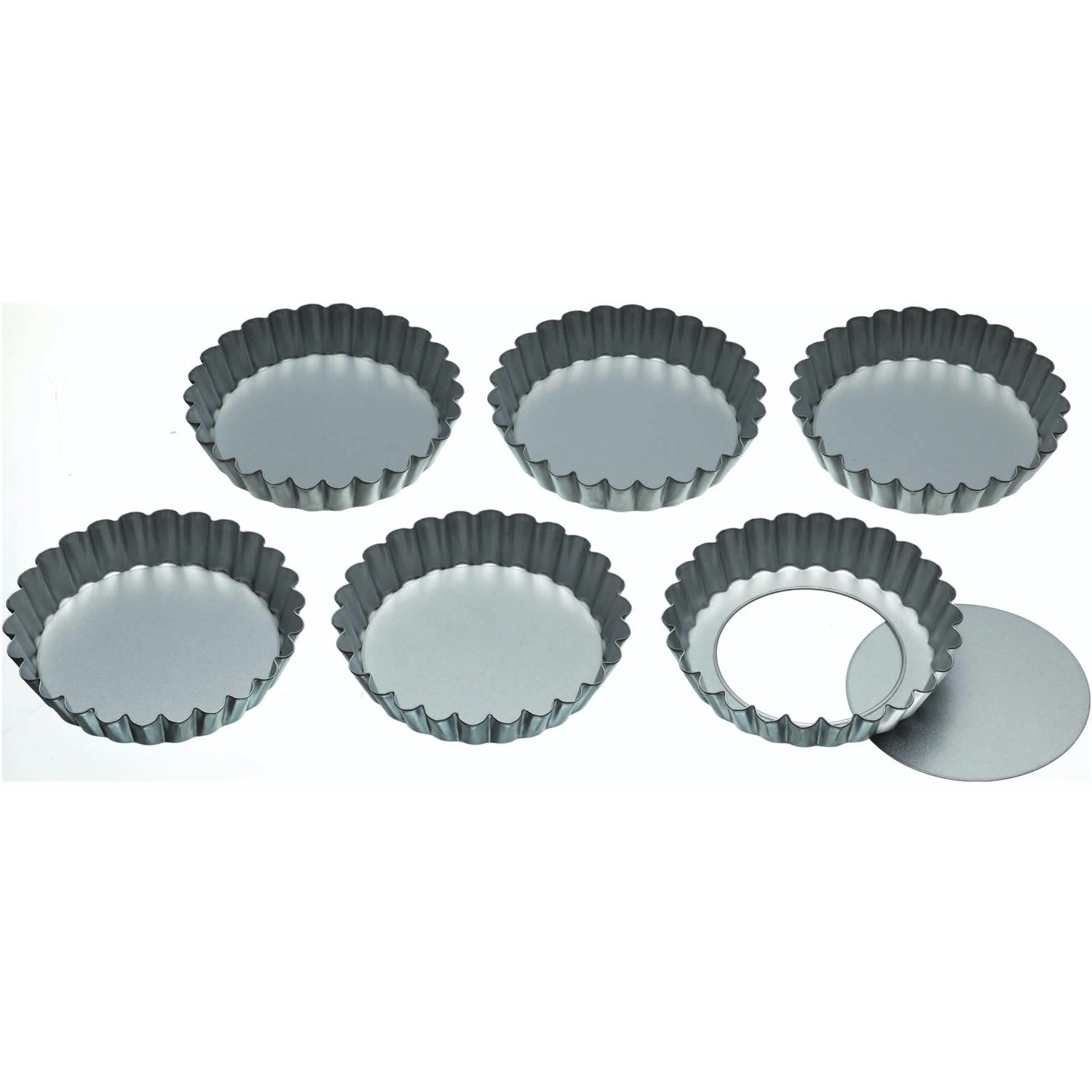 KitchenCraft Set of Six 10cm Loose Base Tart Tins