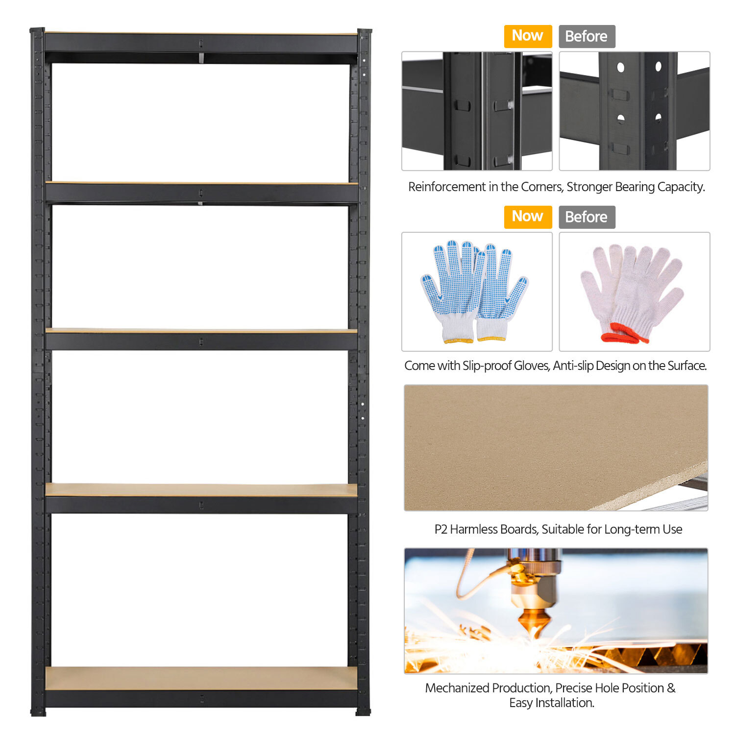 Set of 2 5-Tier Adjustable Storage Shelves