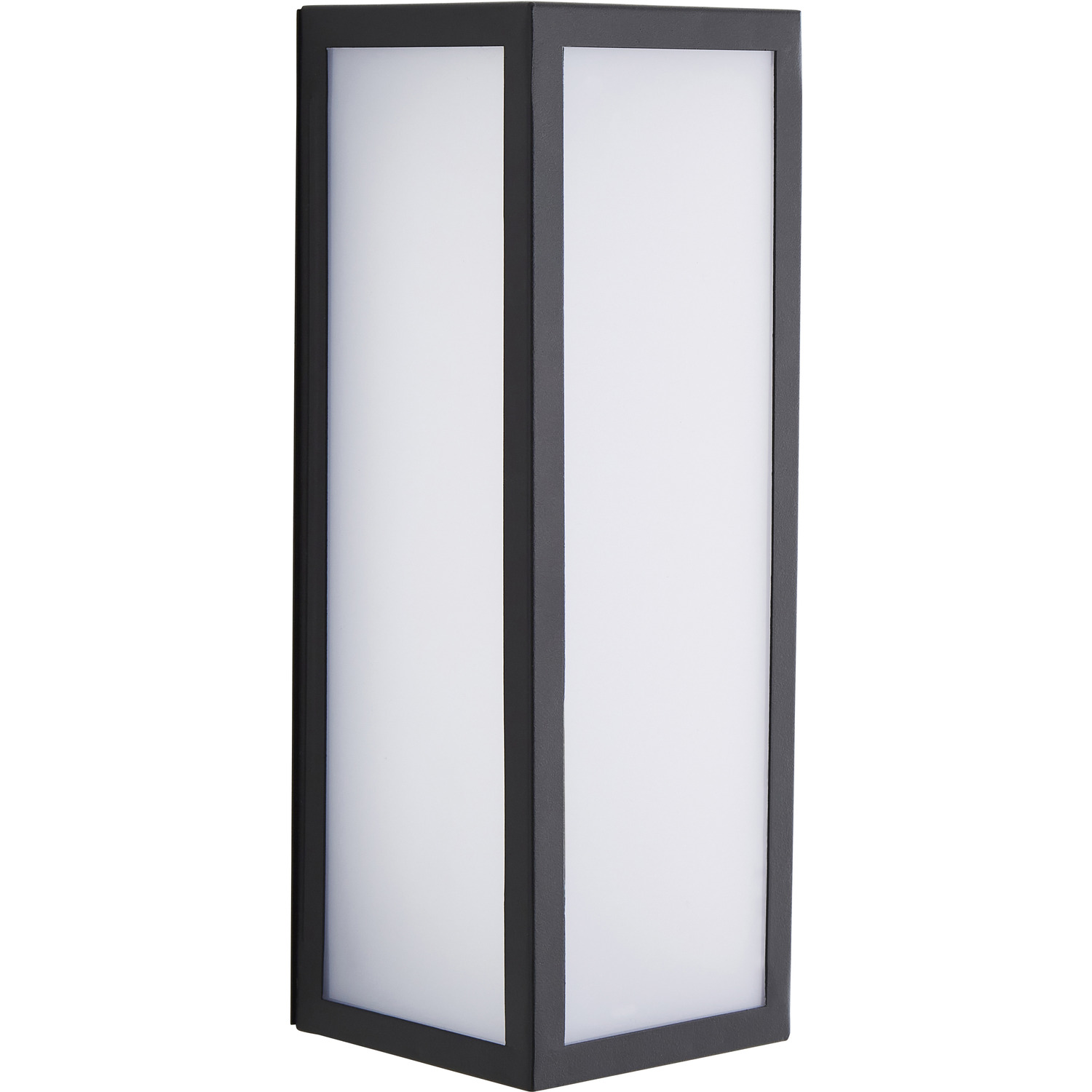 CGC HARRI Black Outdoor Wall Light Box Lantern Opal Glass LED