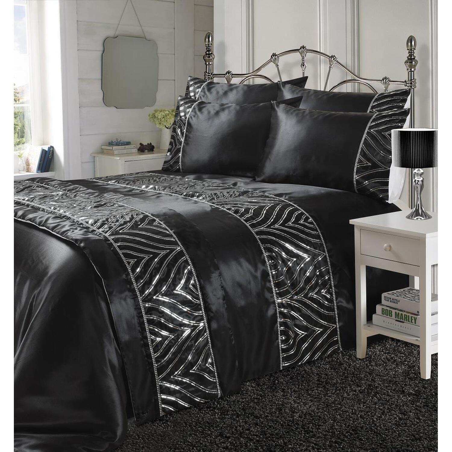 Shimmer Duvet Cover Set Sequin Embellished Bedding Set