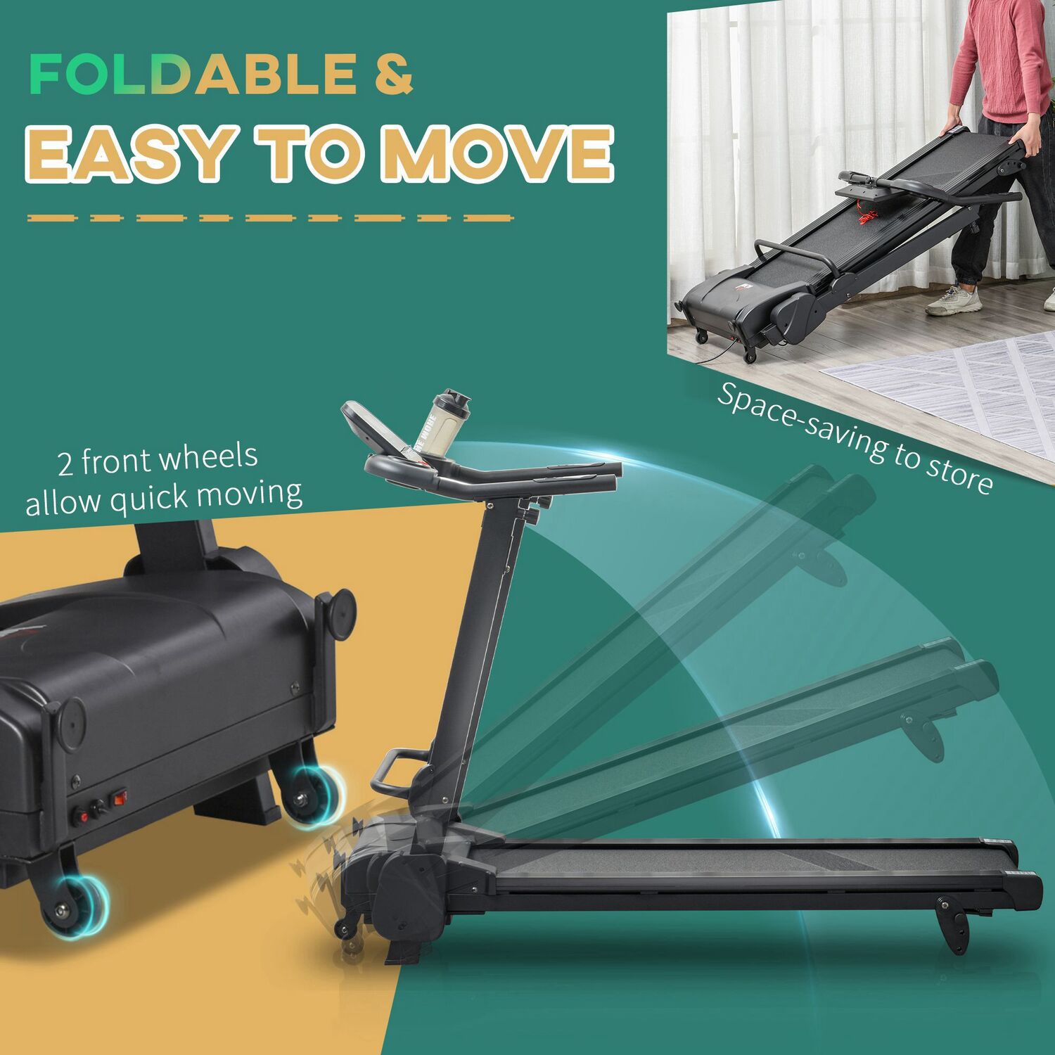 HOMCOM Electric Motorised Folding Treadmill Machine