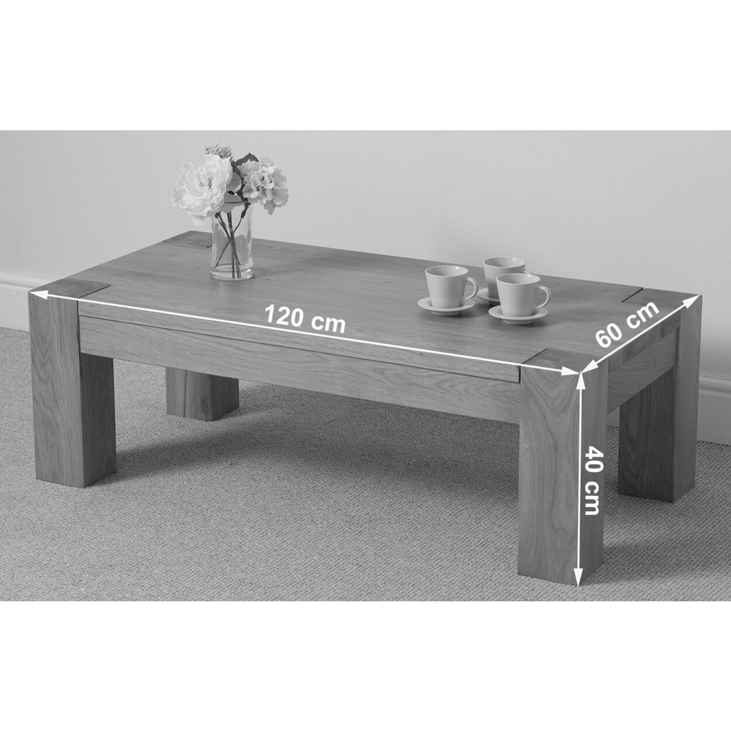 Kuba Chunky Oak Coffee Table for Living Room