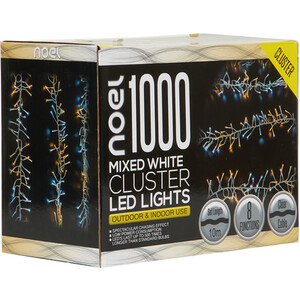 1000 Cluster LED Lights Mixed White