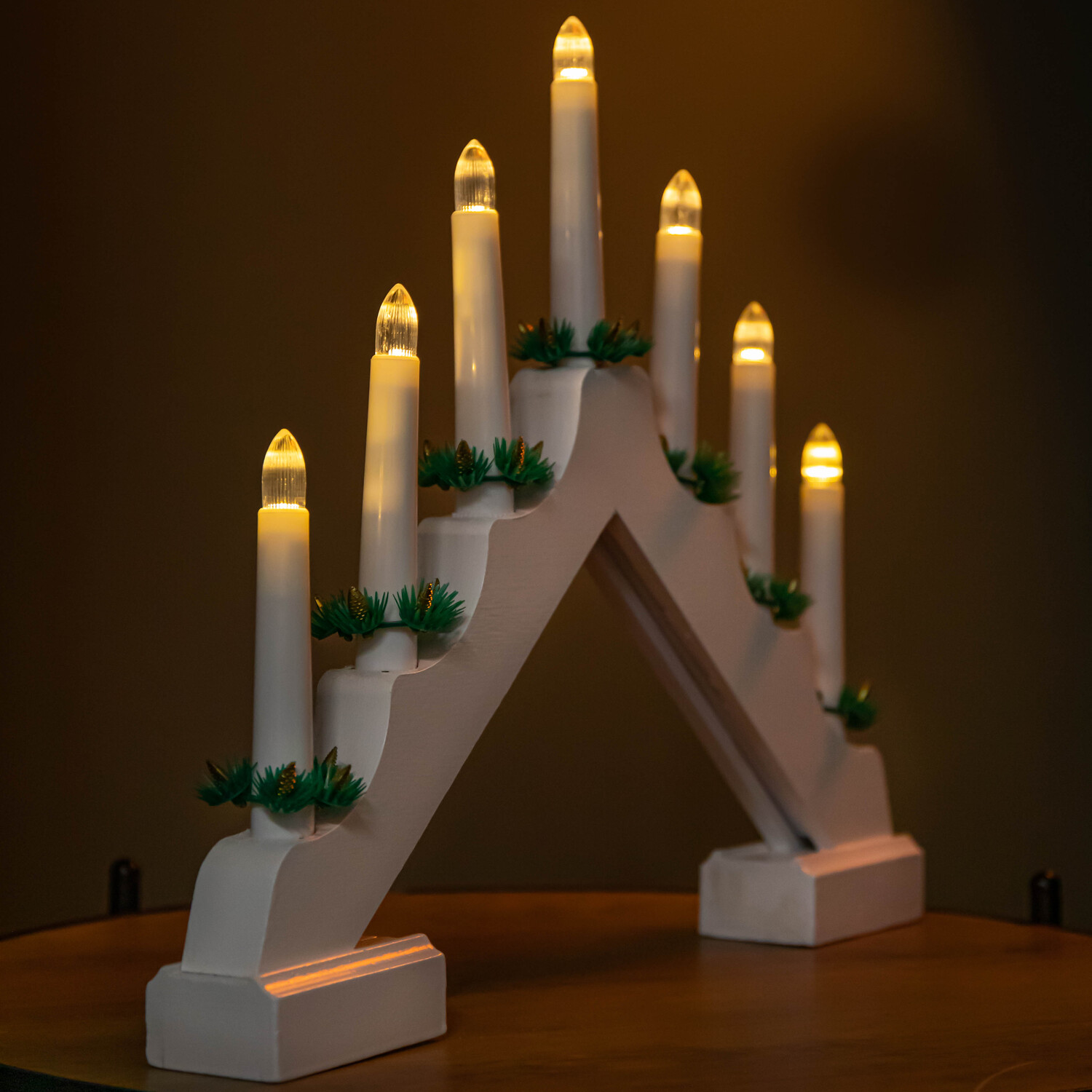 Battery Operated Light up Wooden Christmas Candle Bridge