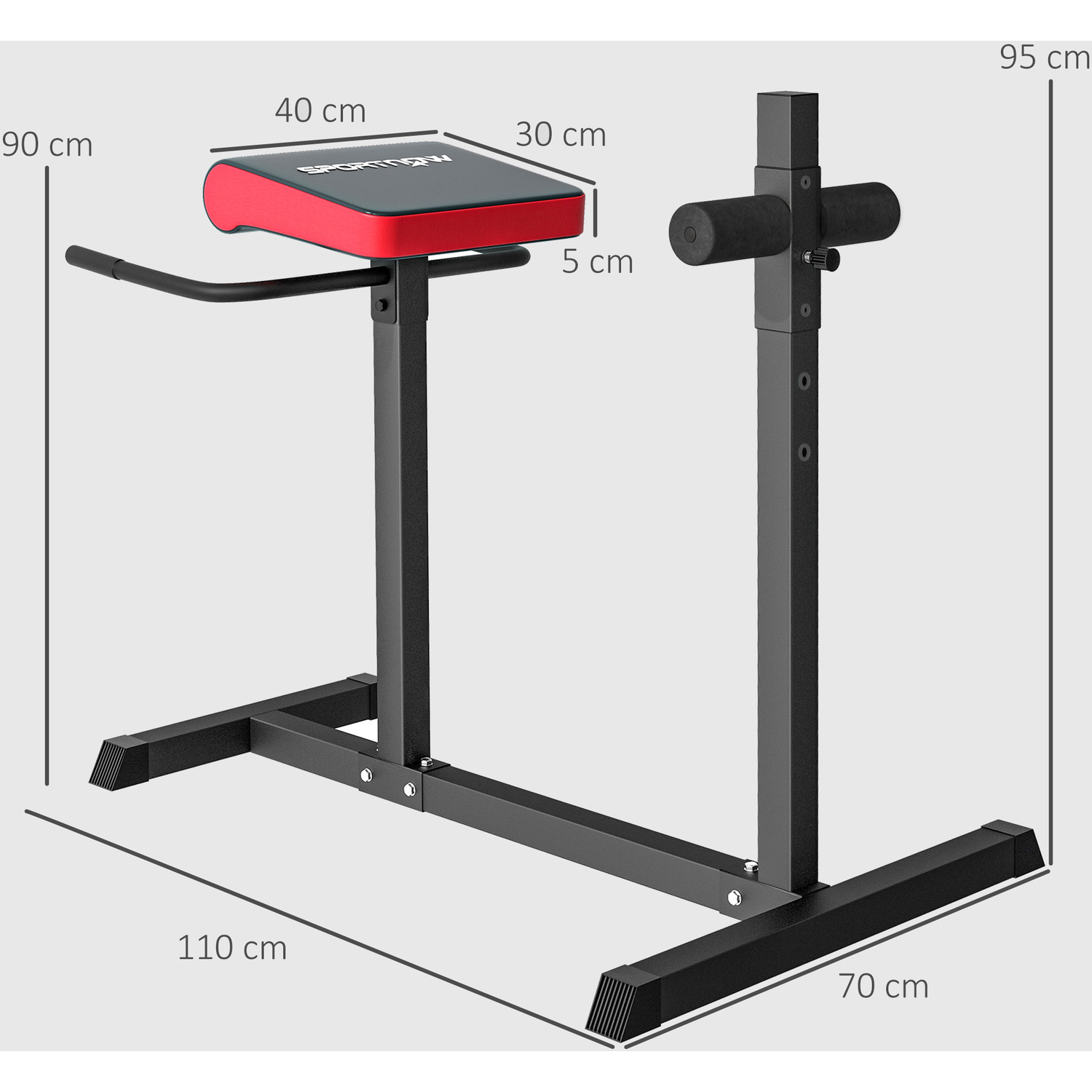 SPORTNOW Roman Chair Back Extension Bench with Adjustable Leg Roller