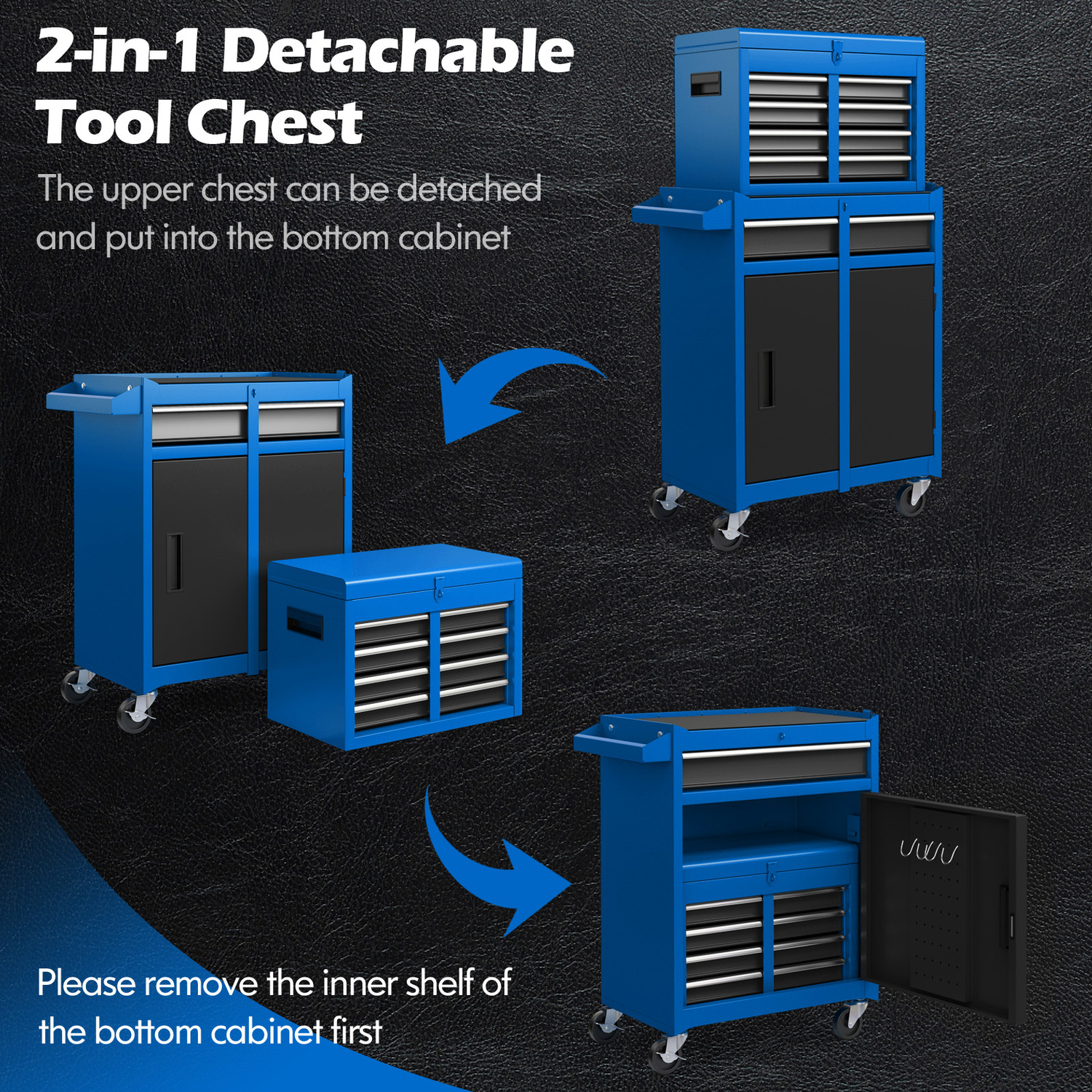 Tool Storage Cabinet with Lockable Wheels