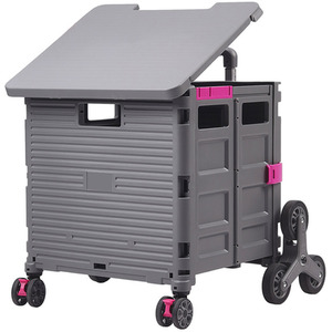 Collapsible Rolling Utility Crate with Magnetic Lid and Adjustable Handle