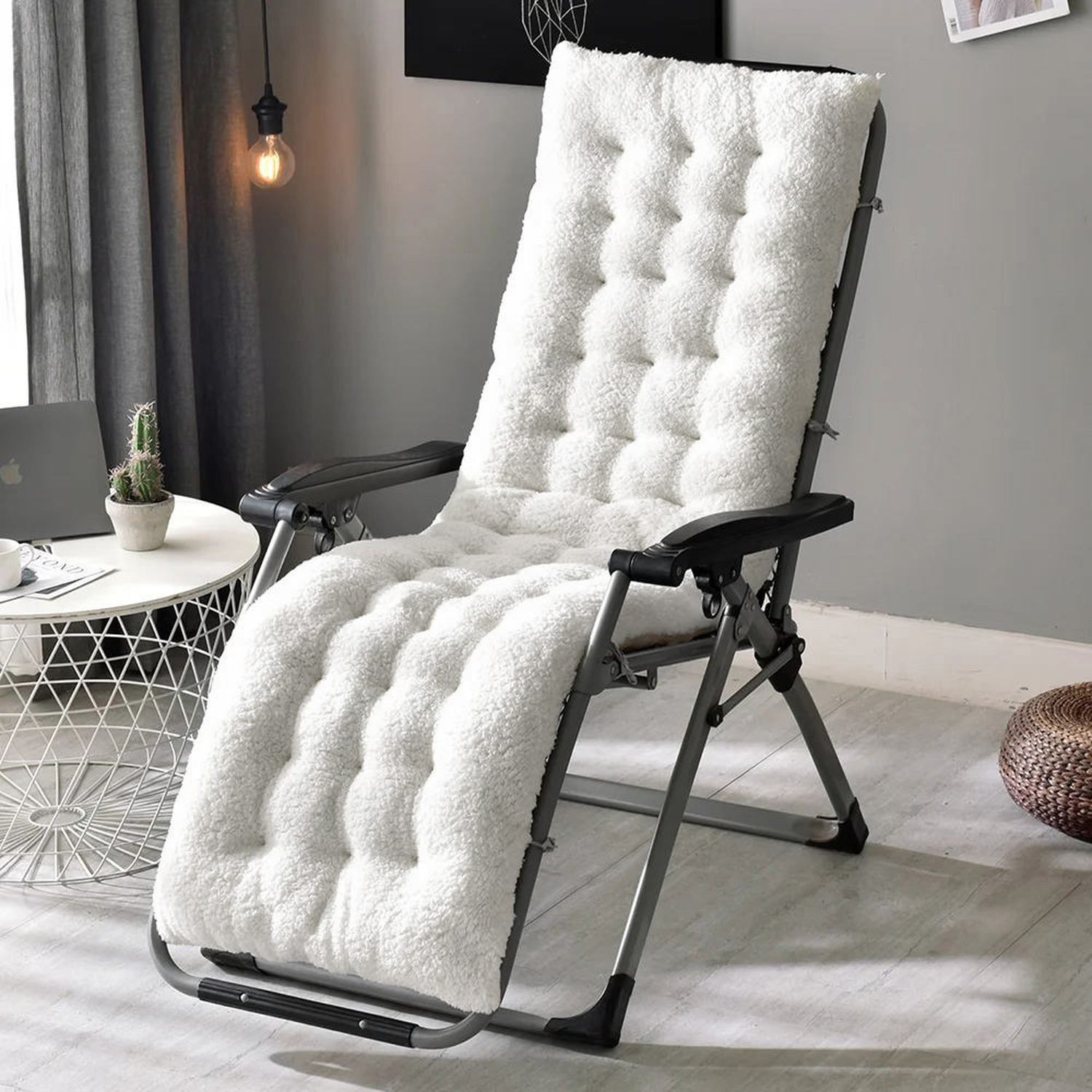 Sherpa Fleece Chair Pad Single-Sided with Non-Slip Thickened Base