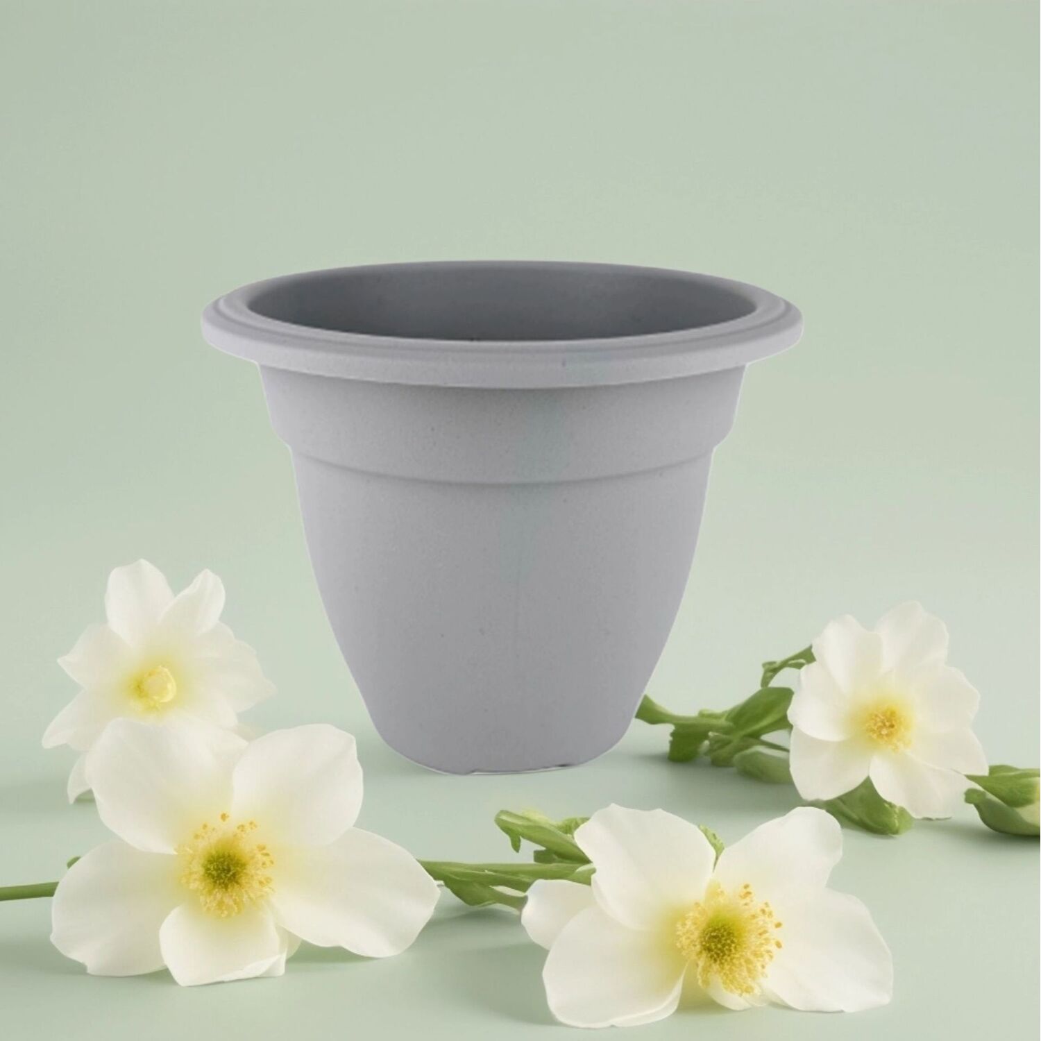 Grey Round Bell Plant Pot 30cm Plastic Bell Planter Patio Flower pot