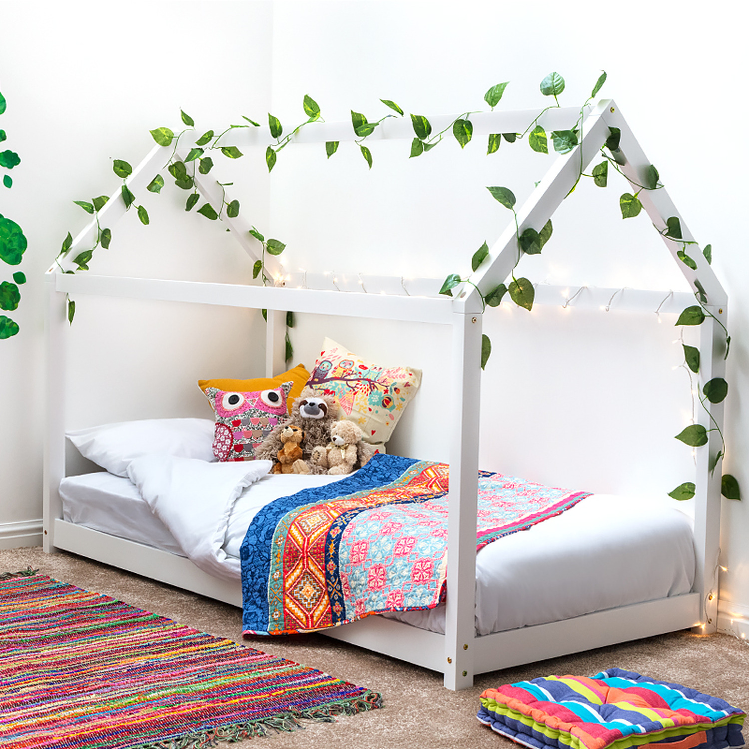 Treehouse House Style Solid Pine Kids Wooden Bed Frame
