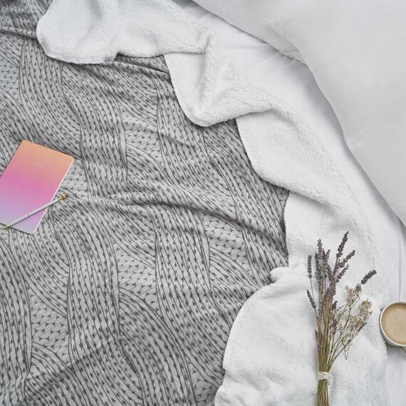 Dreamscene Chunky Knit Print Sherpa Fleece Throw