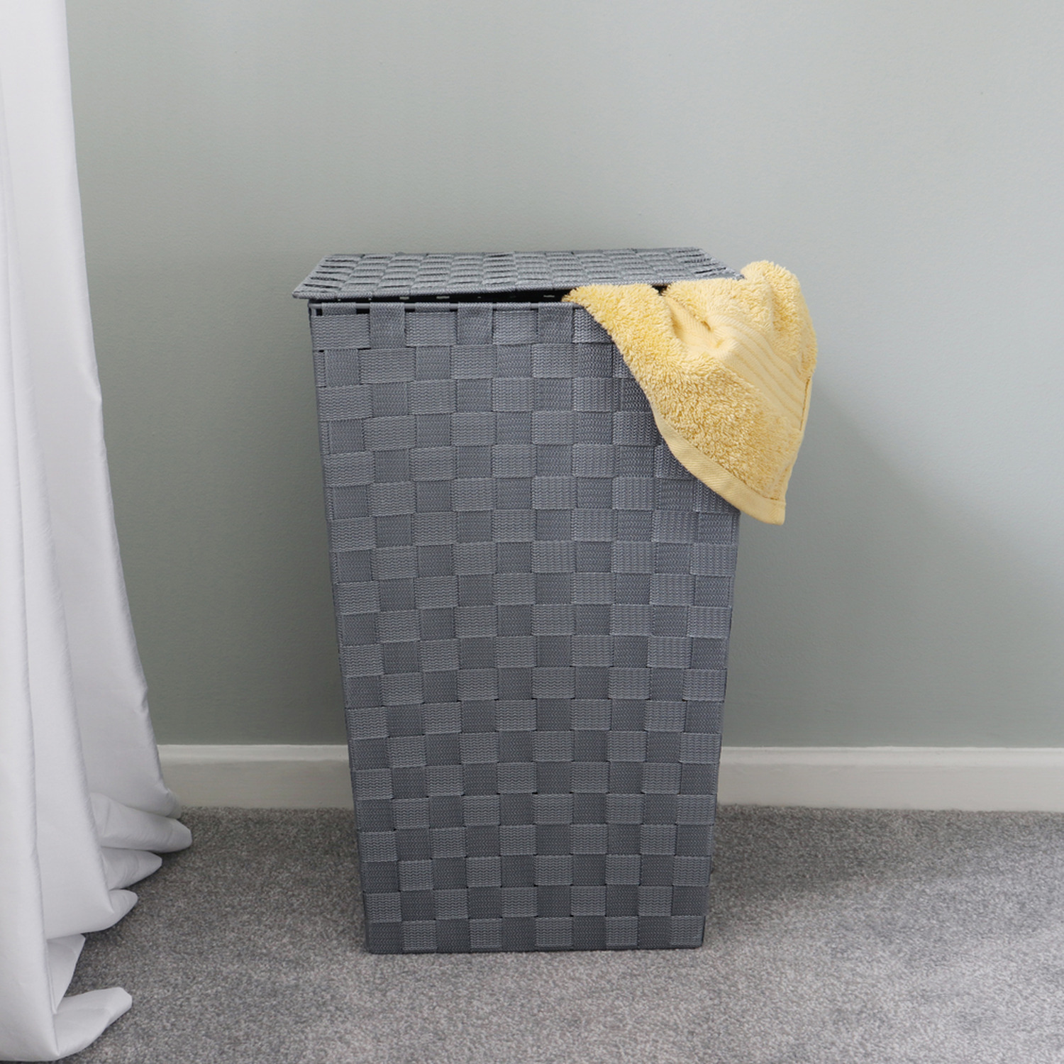 JVL Vichy Square Nylon Laundry Hamper