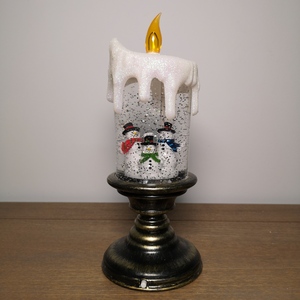 Snowtime Indoor LED Water Spinner Candle Stick Snowman Scene