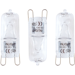 3 Pack of 18 Watt G9 Eco Halogen Light Bulbs - Clear