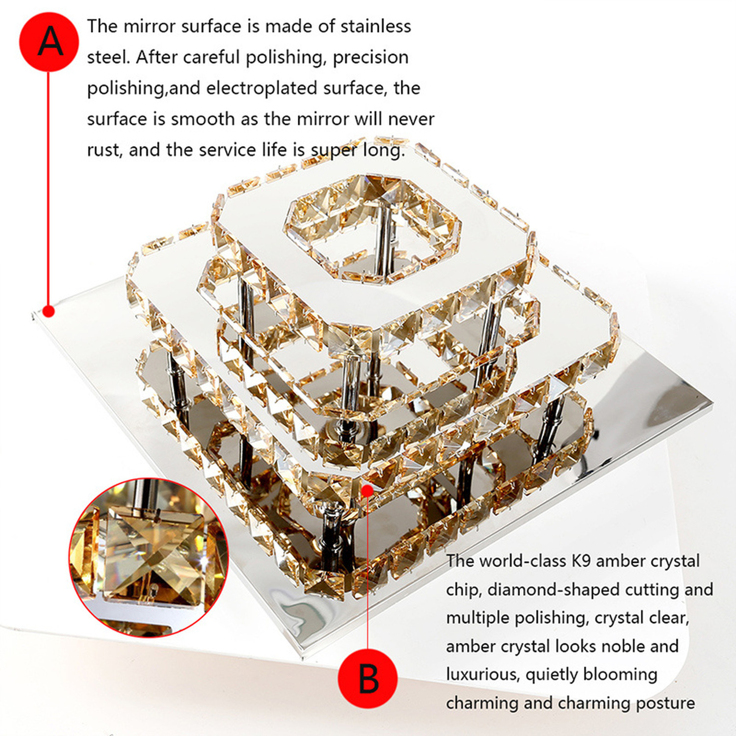Double-tiers Crystal LED Ceiling Light