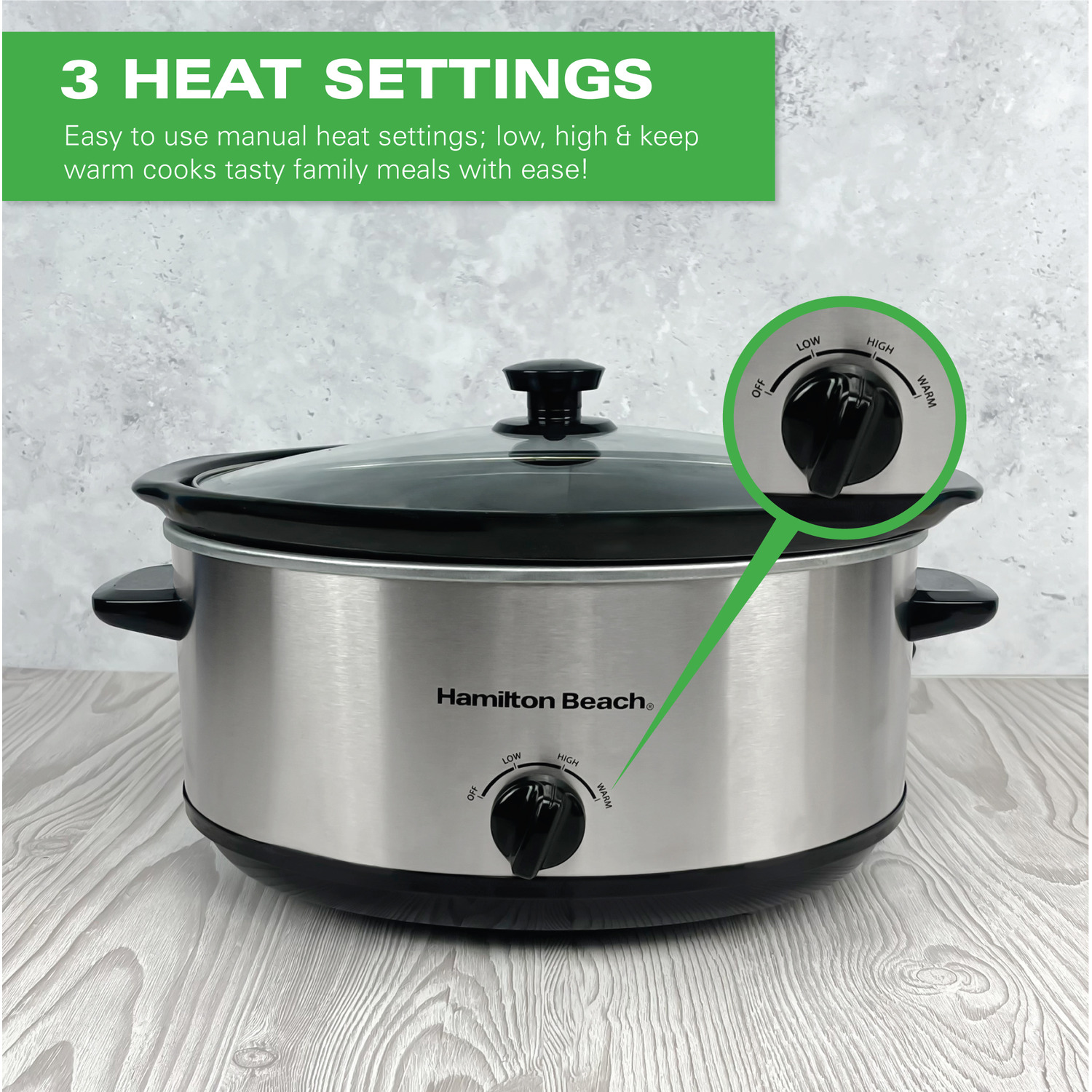 Hamilton Beach 6.5L Silver Slow Cooker