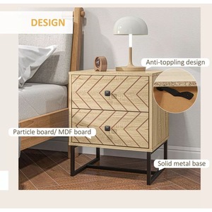 Natural Chevon Bedside Table with Drawers