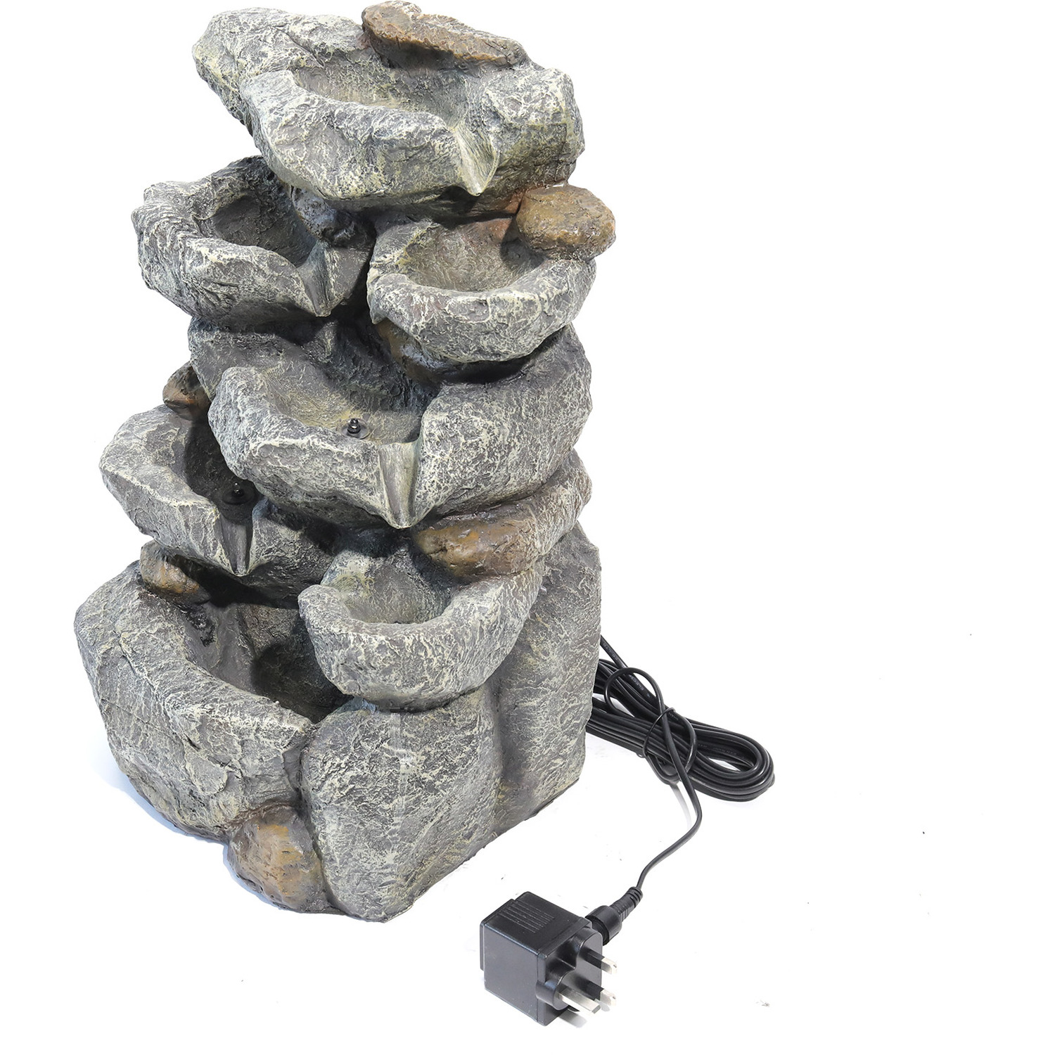 Stacked Stone Waterfall Electric LED Fountain Statue Decoration