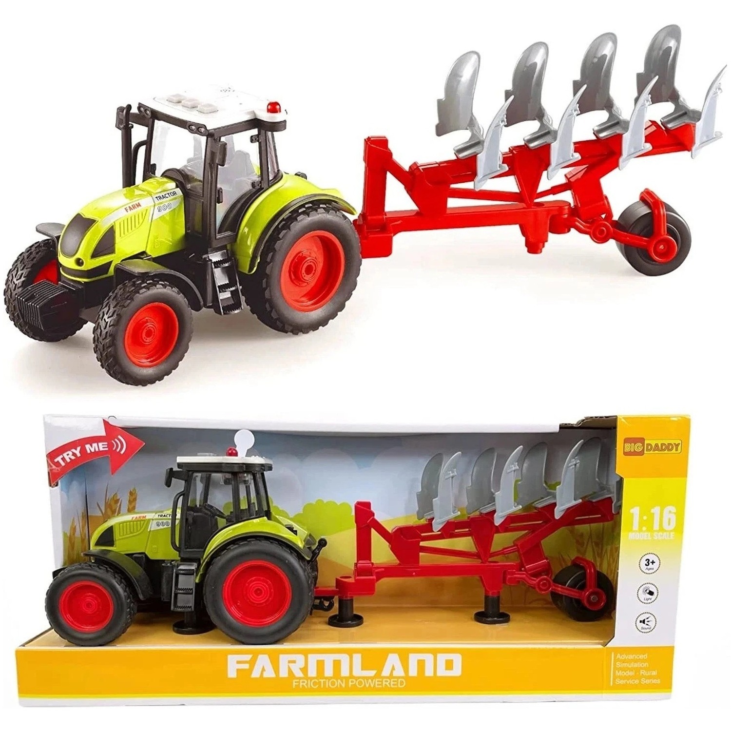 2Pcs Farm Tractor Toy Truck Set