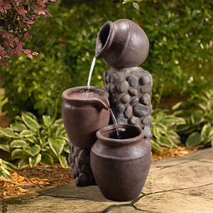 Outdoor 3-Tier Pots Waterfall Fountain Feature