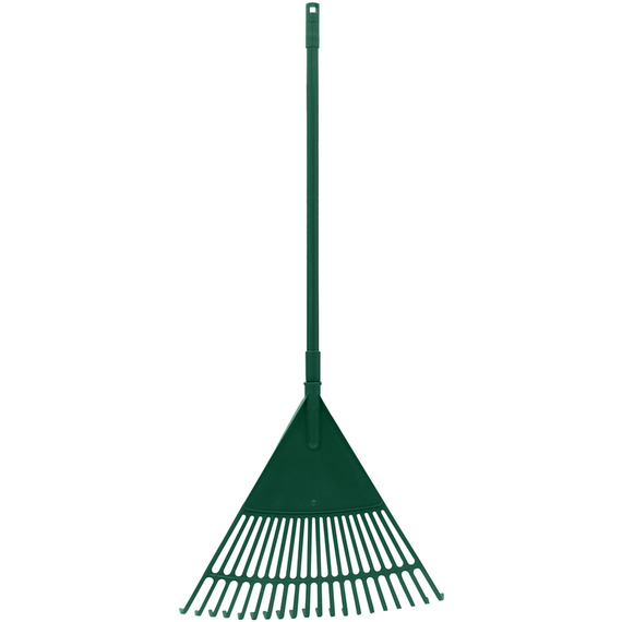 JVL Outdoor Garden Lawn Leaf Rake with Telescopic Handle, Green
