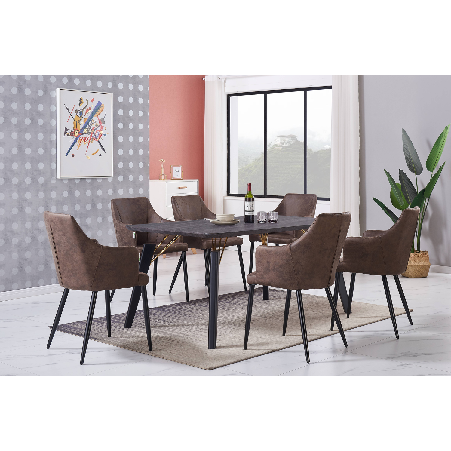 Zarah Cosmo LUX Dining Set with a Table and 6 Chairs