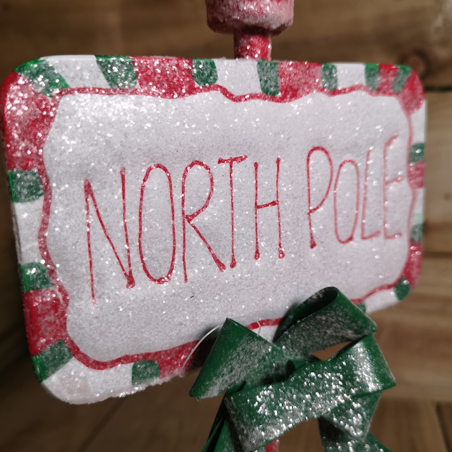 Candy Cane North Pole Christmas Decoration Novelty Sign
