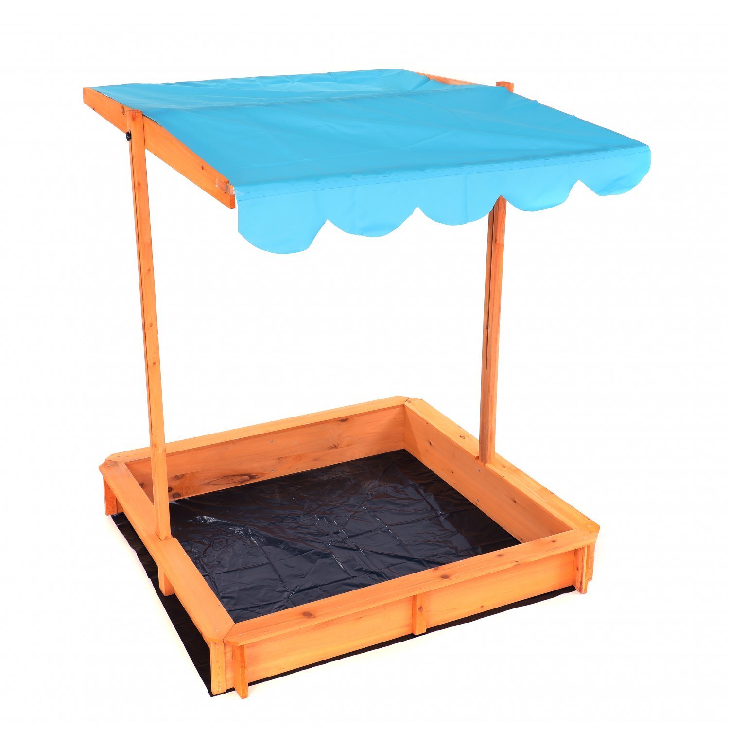 Children's Wooden Garden Sand Pit with Adjustable Canopy Sun Shade
