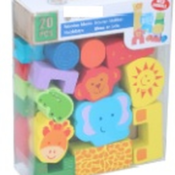 Wild Animals Wooden Blocks for Kids Educational Building Blocks for ...