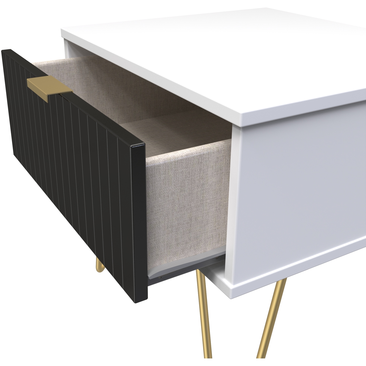 Linear Ready Assembled 1 Drawer Bedside Cabinet with Legs