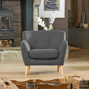Lynwood 86cm Wide Scandi Style Hessian Fabric Armchair