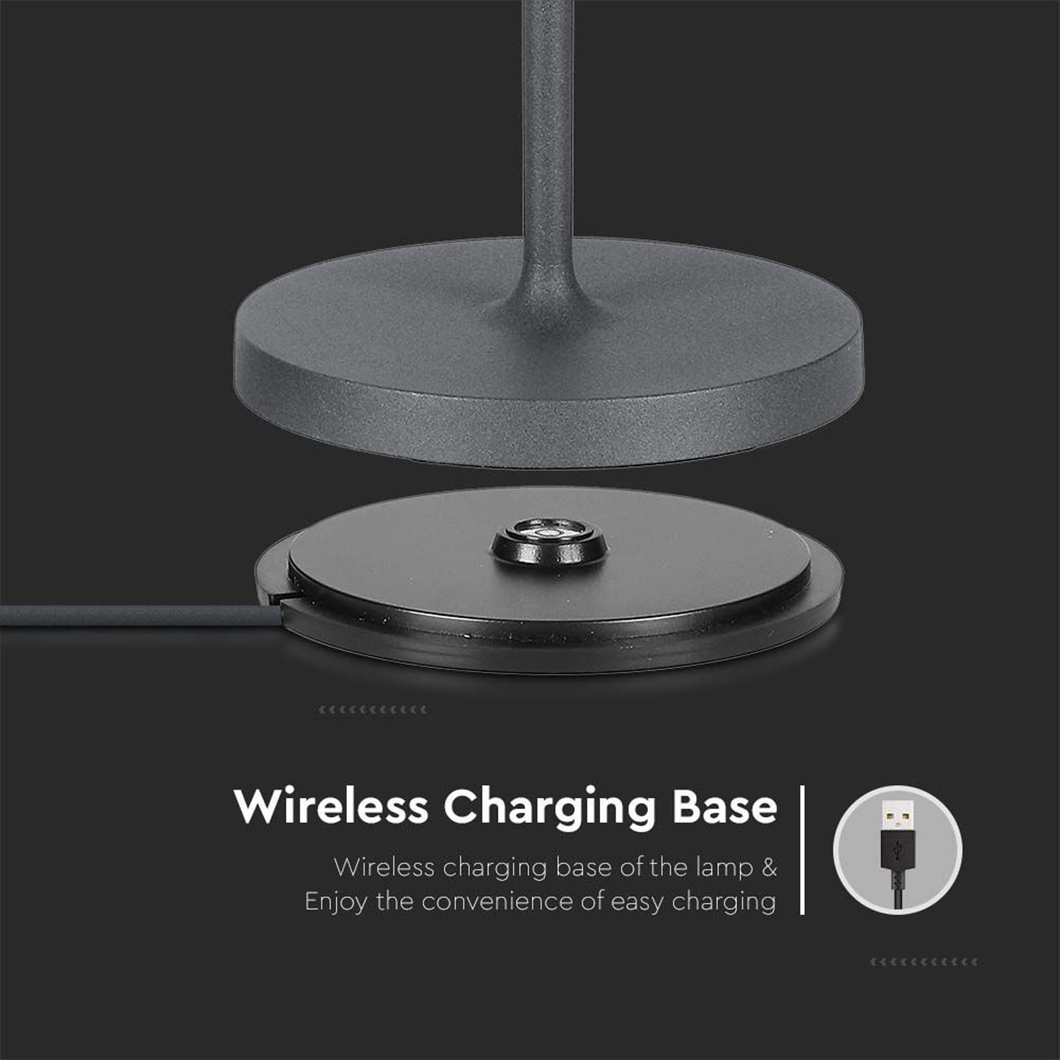 USB Rechargeable LED Table Lamp Grey