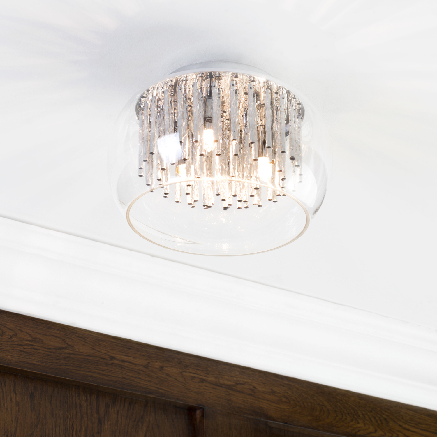 Flush Ceiling Light Bowl Shade with Aluminium Rods
